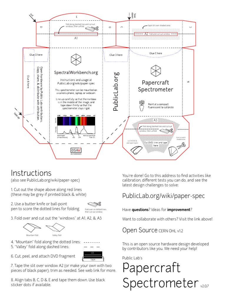 Papercraft Spectrometer: Instructions | PDF