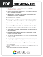 SOP Questionnaire | PDF