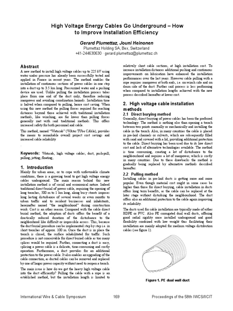 Cable Installation Method Statement | Download Free PDF | Duct (Flow ...