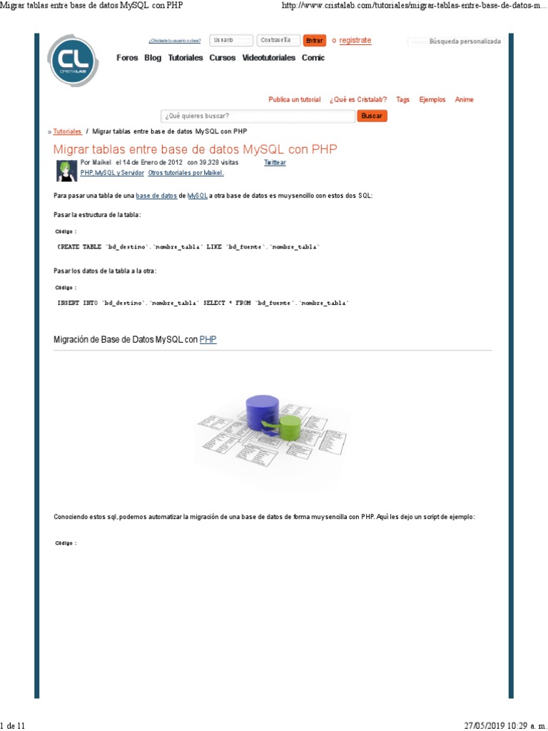 Migrar Tablas Entre Base de Datos MySQL Con PHP | PDF | SQL | Php