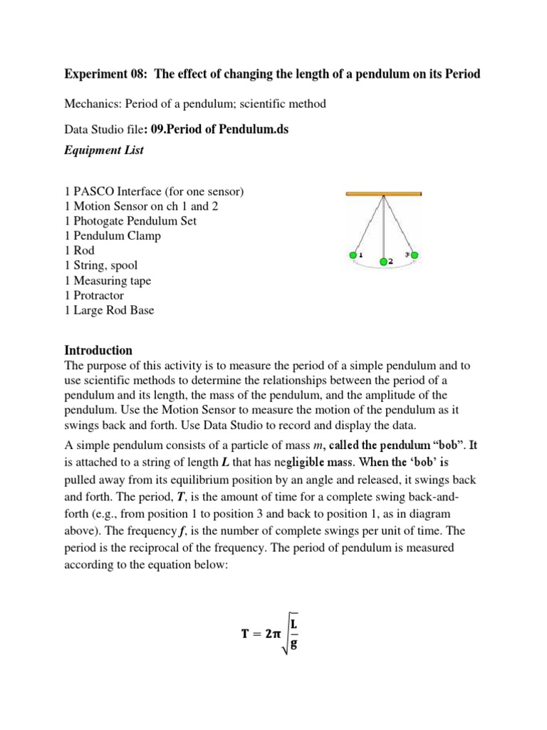 Experiment 08 Simple Pendulum | PDF | Pendulum | Hertz