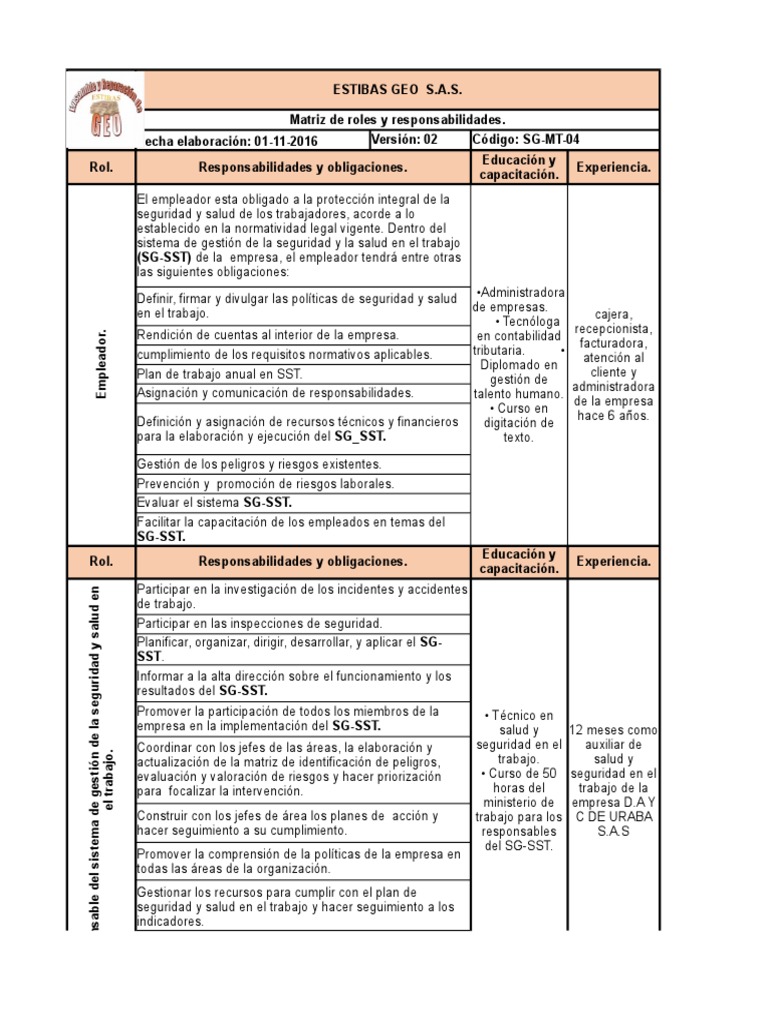 Matriz de Roles y Responsabilidades | Business