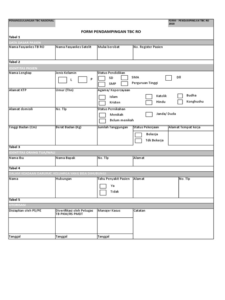 Form Pendampingan Pasien TBC RO | PDF
