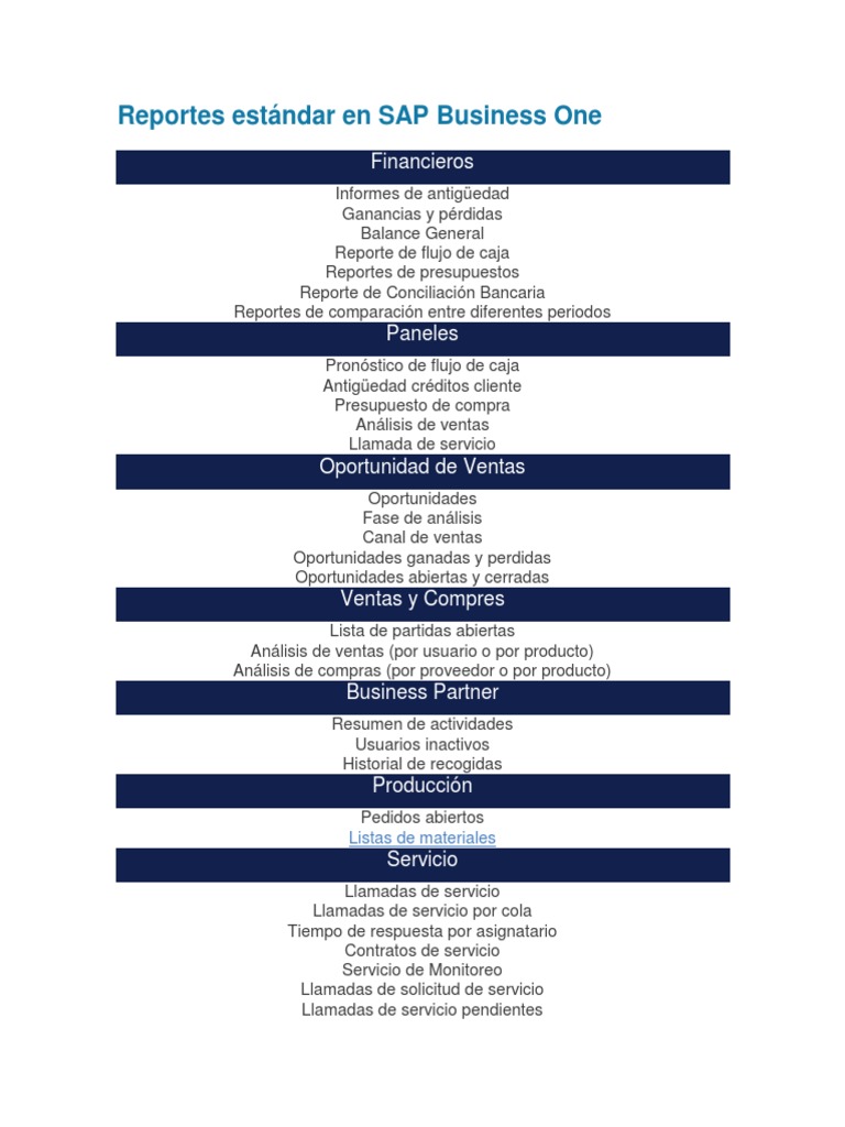 Reportes Estándar en SAP Business One | Inventario | Sap Se