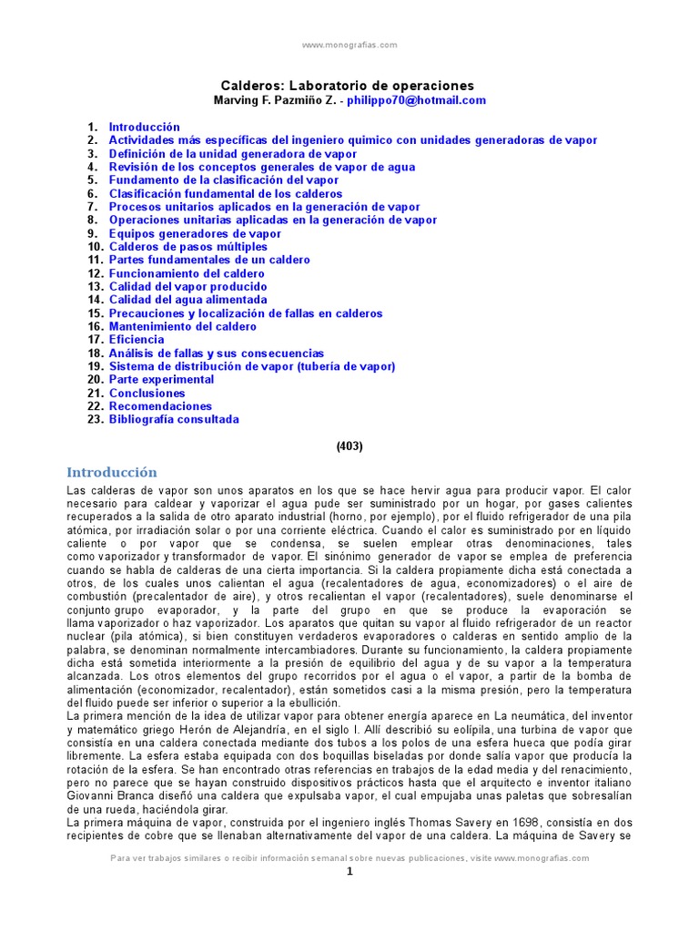 Calderos: Tamaños y Operaciones Internas | PDF | Capacidad calorífica ...