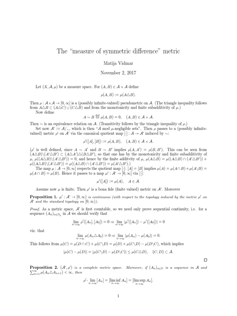 Metric On Measure Space | PDF | Metric Space | Continuous Function