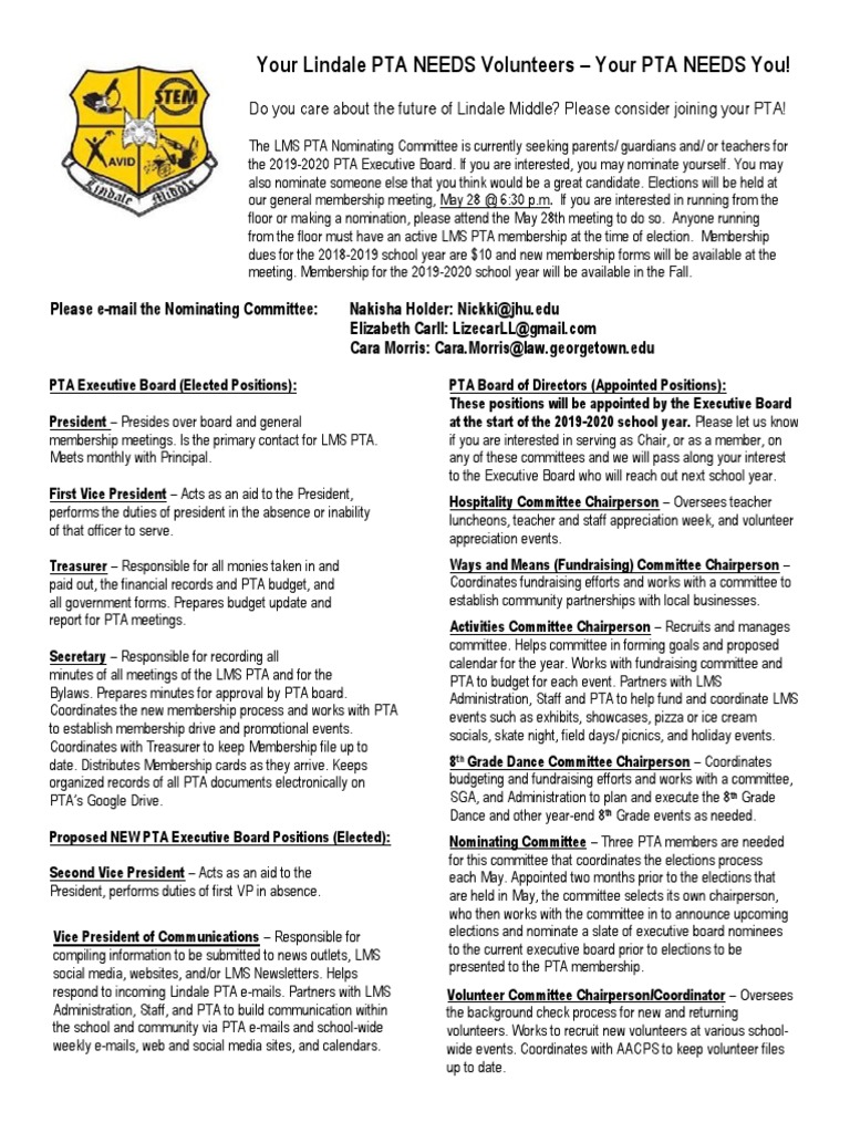 Nominating Committee Flyer | PDF | Committee | Chairman