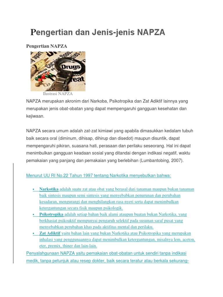 Jenis-jenis NAPZA dan Pengertiannya | PDF
