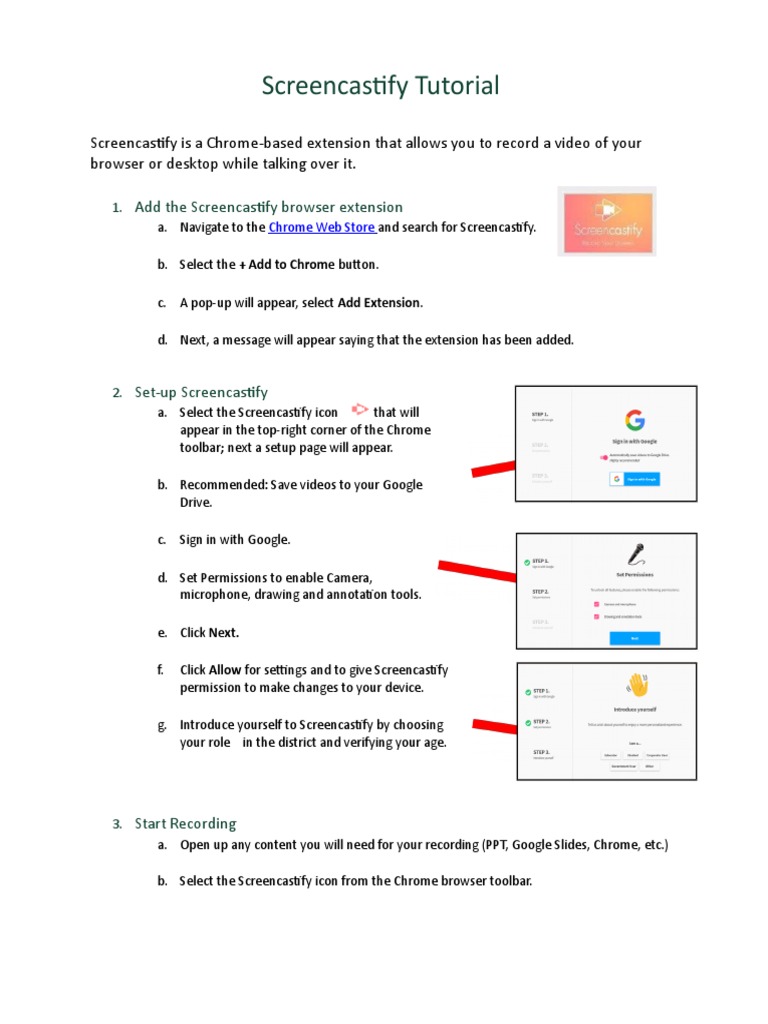 Screencastify Instructions | PDF | System Software | World Wide Web