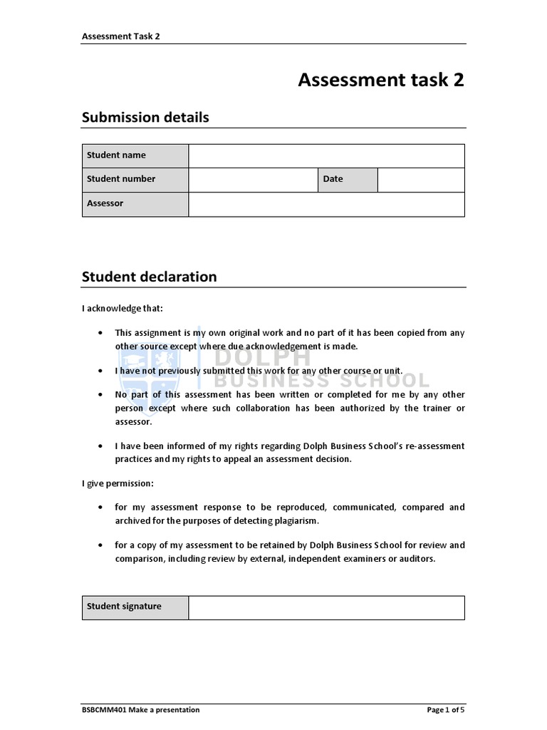 BSBCMM401 - Dolph Summative Assessment Task 2 | PDF | Educational ...
