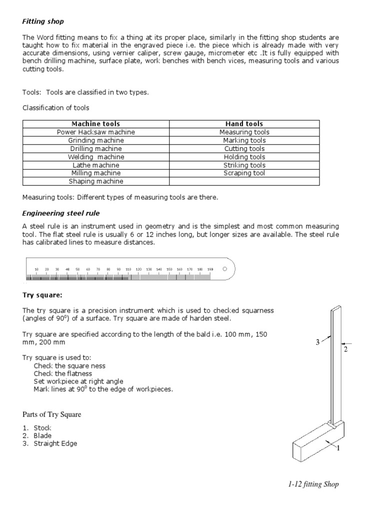 Machine Tools Hand Tools: Fitting Shop | PDF | Machining | Screw