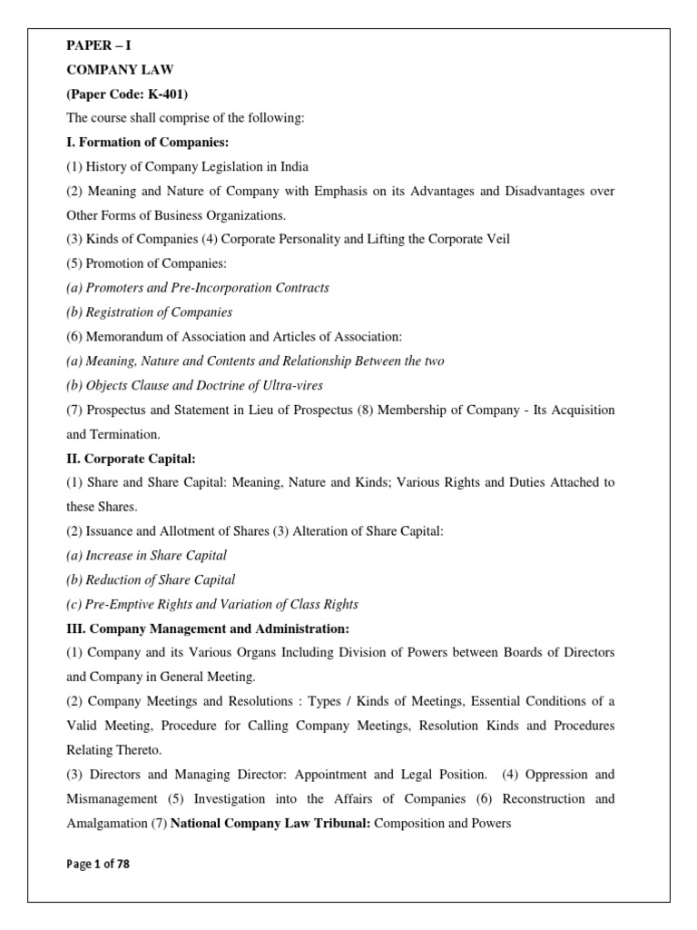Company Law | Download Free PDF | Joint Stock Company | Corporations