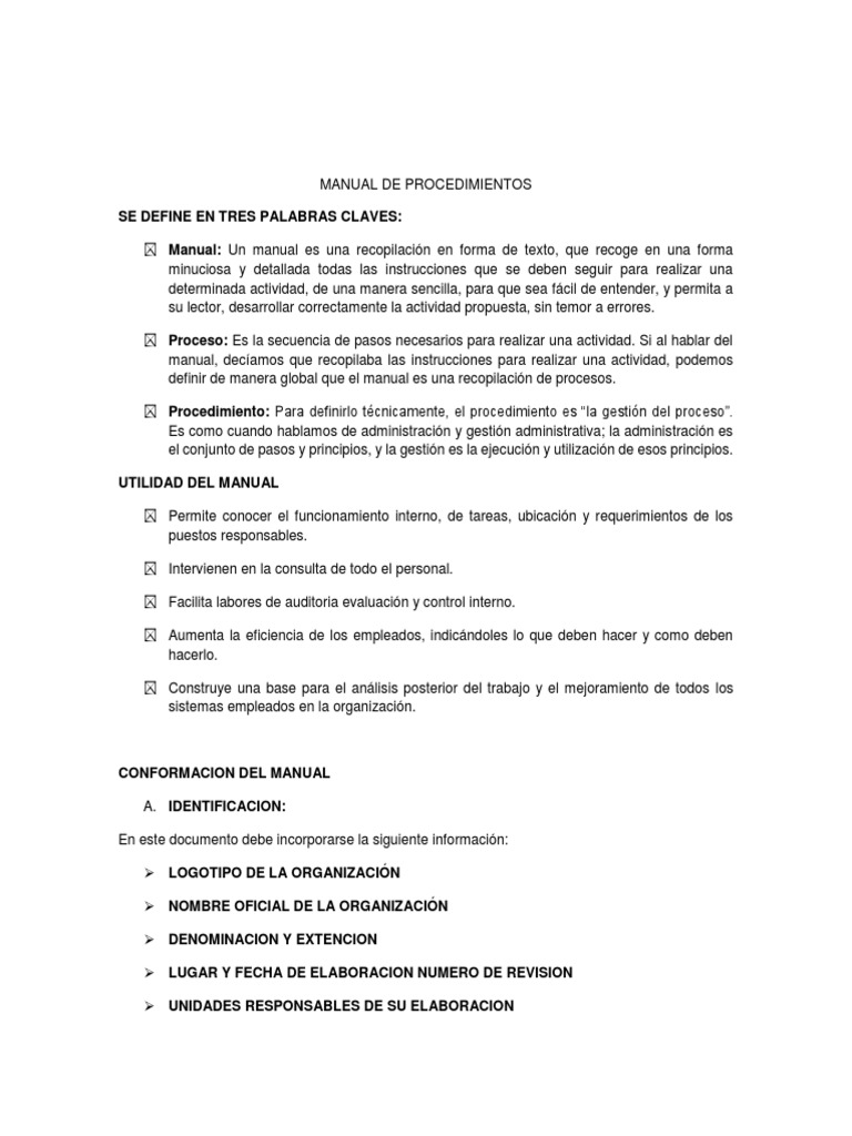 Manual de Procedimientos: Guía Completa | PDF | Cognición | Ciencia ...