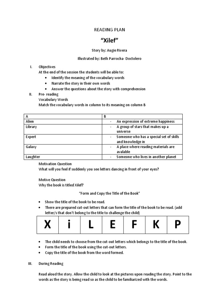 Reading Plan Xilef | Download Free PDF | Books | Reading Comprehension