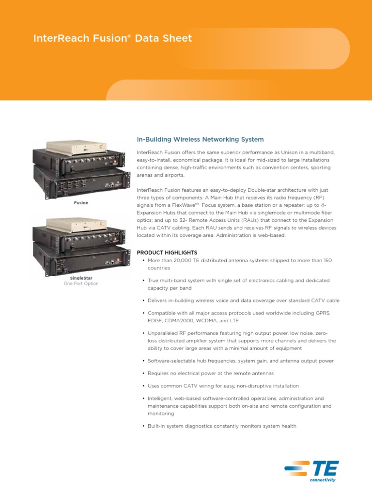 InterReach Fusion Datasheet | PDF | Lte (Telecommunication) | Optical Fiber