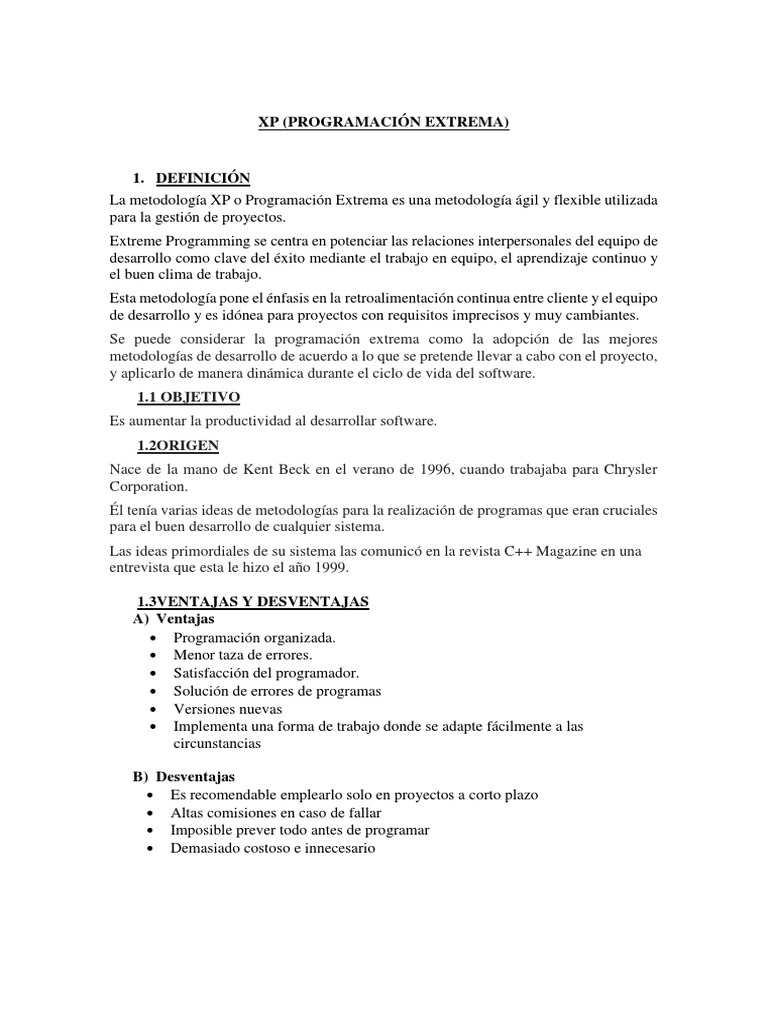 Programacion Extrema (PX) | PDF | Desarrollo de productos | Software
