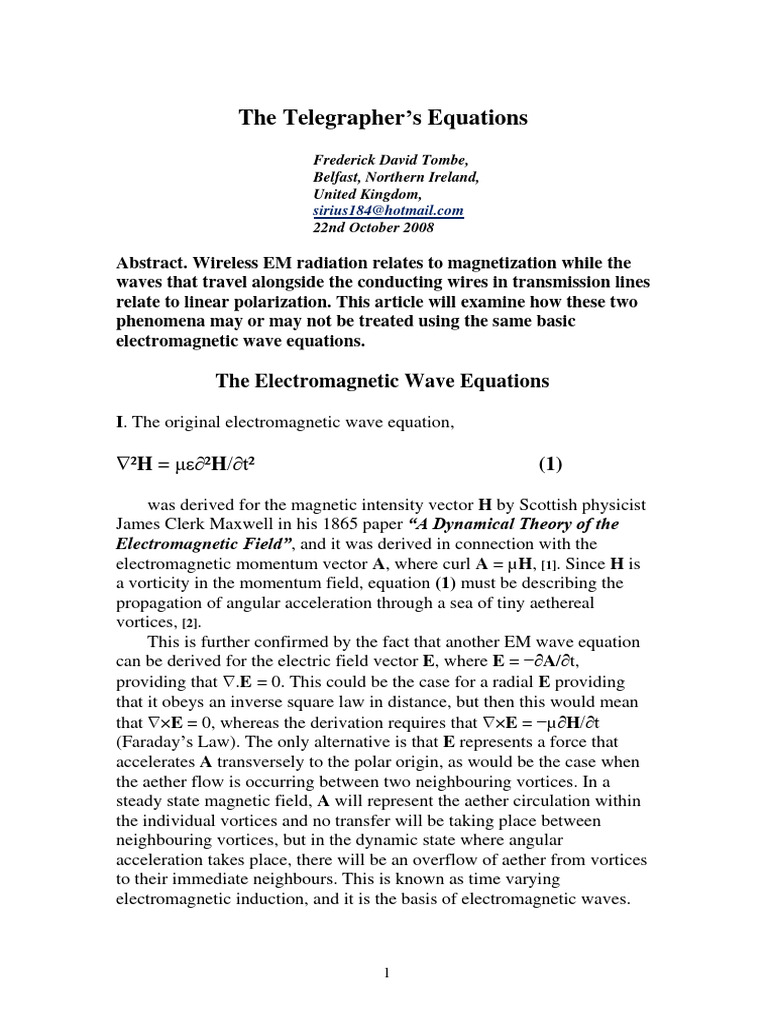 The Telegrapher's Equations | PDF | Electromagnetic Radiation | Magnetic Field