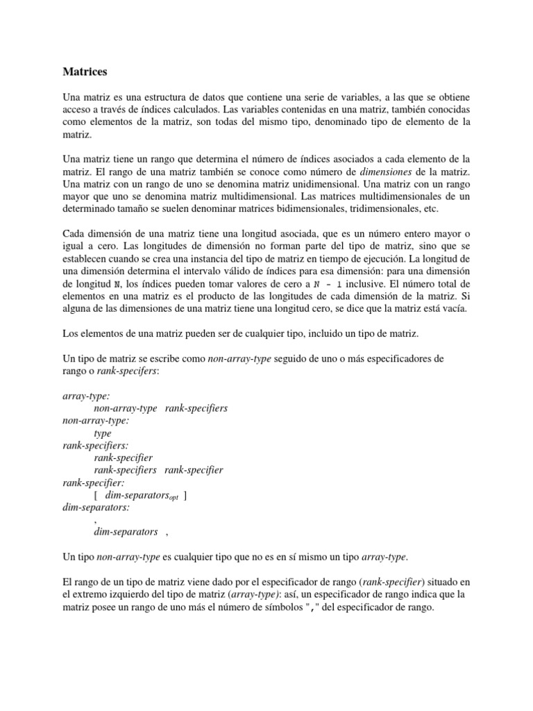 Matrices PDF | PDF | C Sharp (lenguaje de programación) | Matriz ...