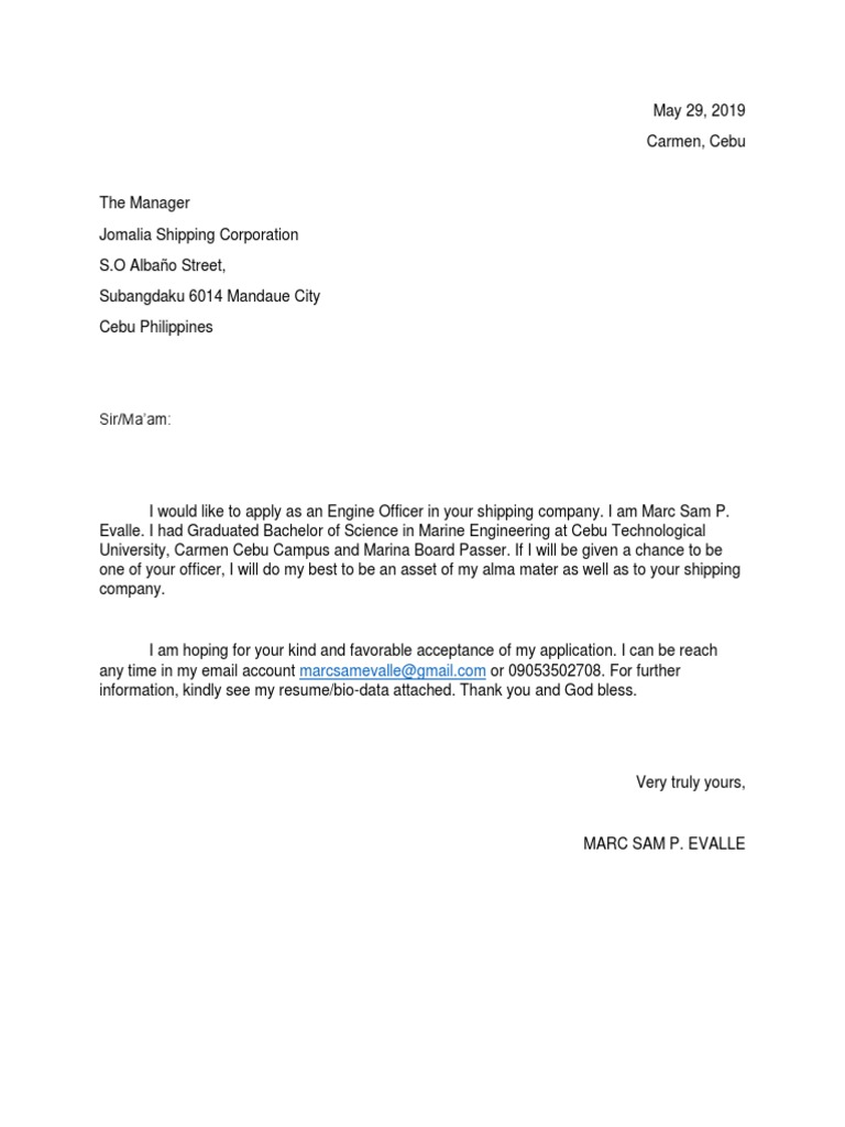 Application Letter Example | PDF | Science And Technology | Engineering