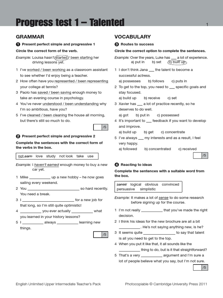 Progress Test 1 - Talented | PDF | Epistemology | Cognition