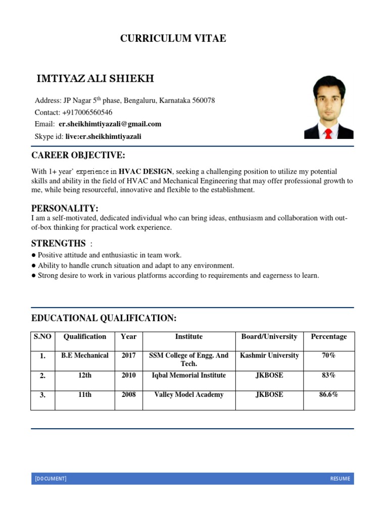 Tahir Qadir Resume | PDF | Hvac | Building Engineering