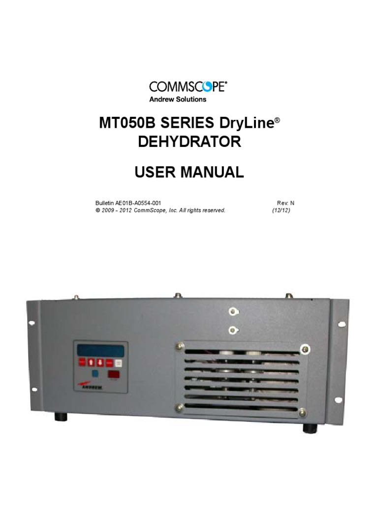 MT050B Series DryLine Dehydrator User Manual Radar | PDF | Electric ...