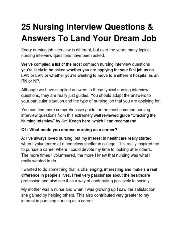 Nursing Job Interview Questions and Answers | PDF | Nursing | Patient