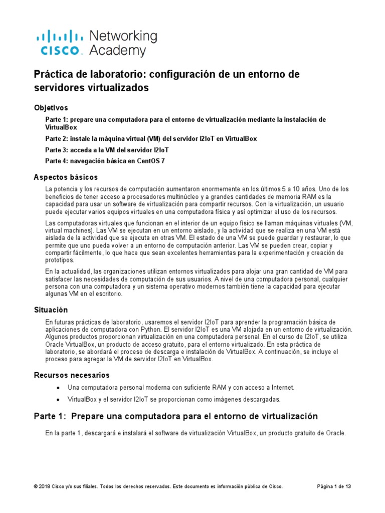 2.1.3.6 Lab - Setting Up A Virtualized Server Environment | PDF | Virtualización | Informática