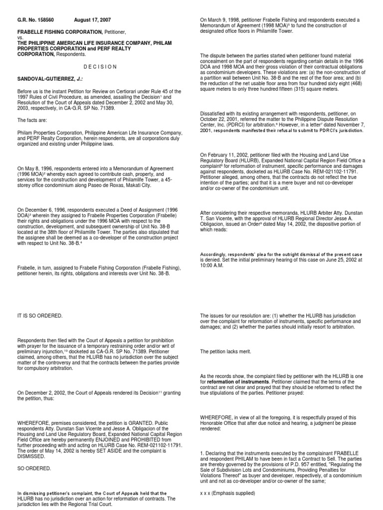 Frabelle Fishing Corporation vs. Philippine American Life Insurance ...