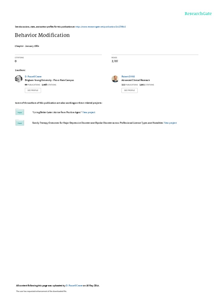 Behavior Modification: January 1984 | PDF | Behaviorism | Reinforcement