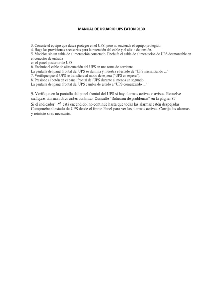 Manual de Usuario Ups Eaton 9130 | PDF