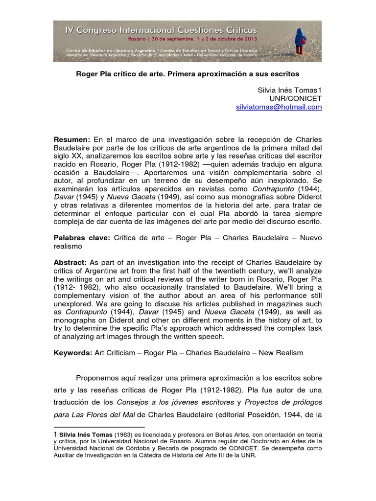 Silvia Tomás Sobre Roger Pla La Crítica de Arte y El Nuevo Realismo ...