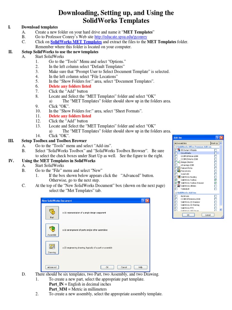Download, Set Up, and Use SolidWorks Templates | PDF | Button ...