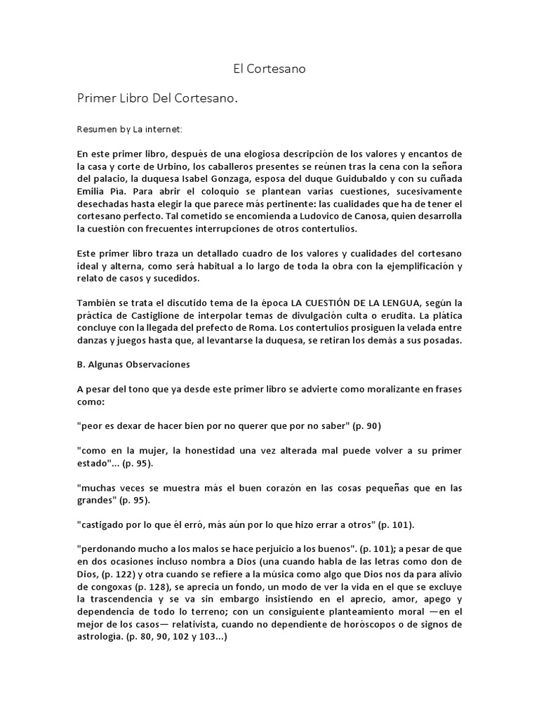 El Cortesano - Completo | PDF | Nobleza | Escritura