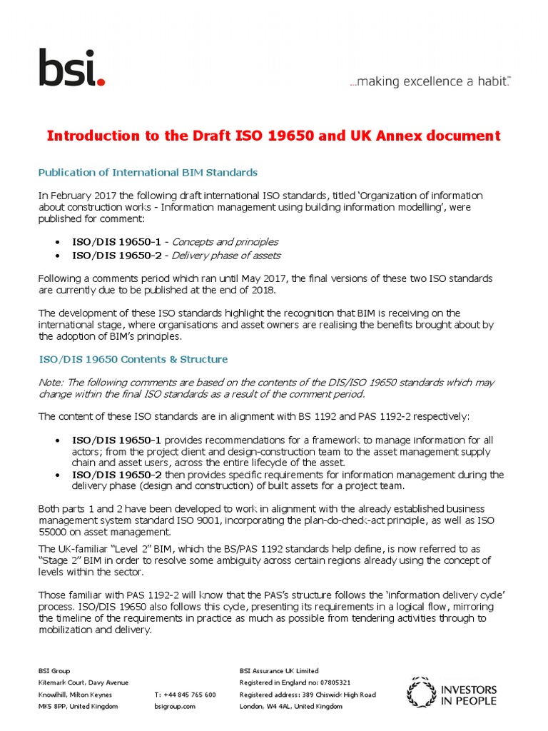 Introduction to the Draft ISO 19650 and (1) | Building Information ...