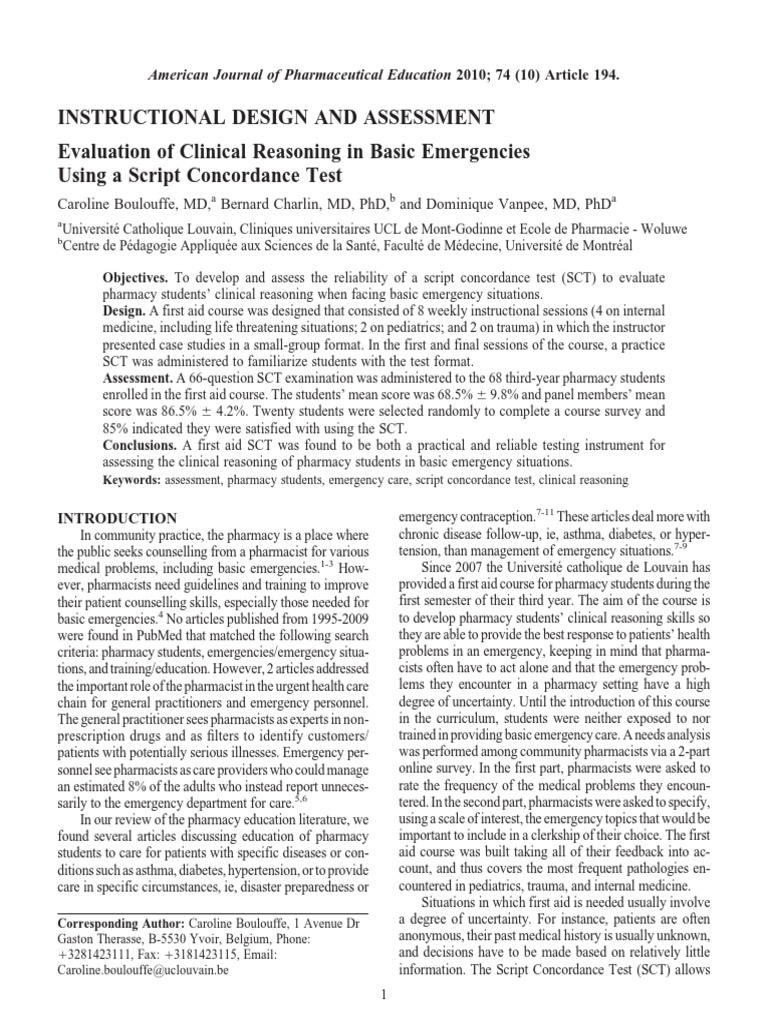 Evaluation of Clinical Reasoning | PDF | Emergency Department | Pharmacy