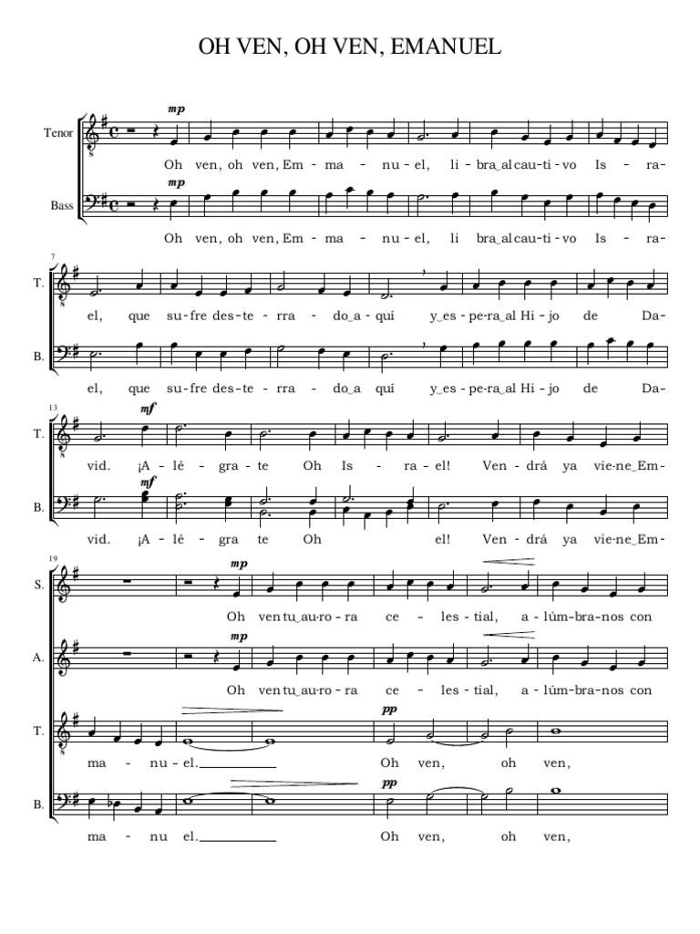 Oh Ven, Oh Ven, Emanuel: Letra y Acordes | PDF