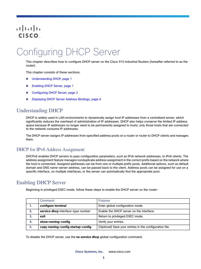 Configuring DHCP Server | PDF | Ip Address | I Pv6