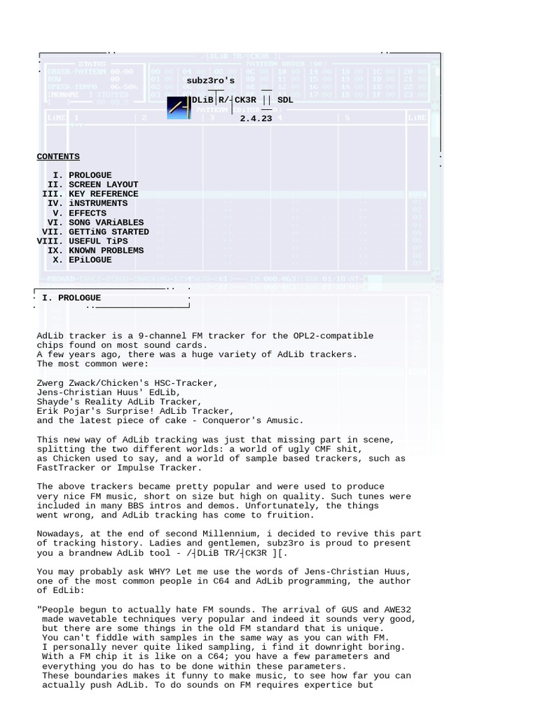 Adlib Tracker II User Manual | PDF | Frequency Modulation | Synthesizer