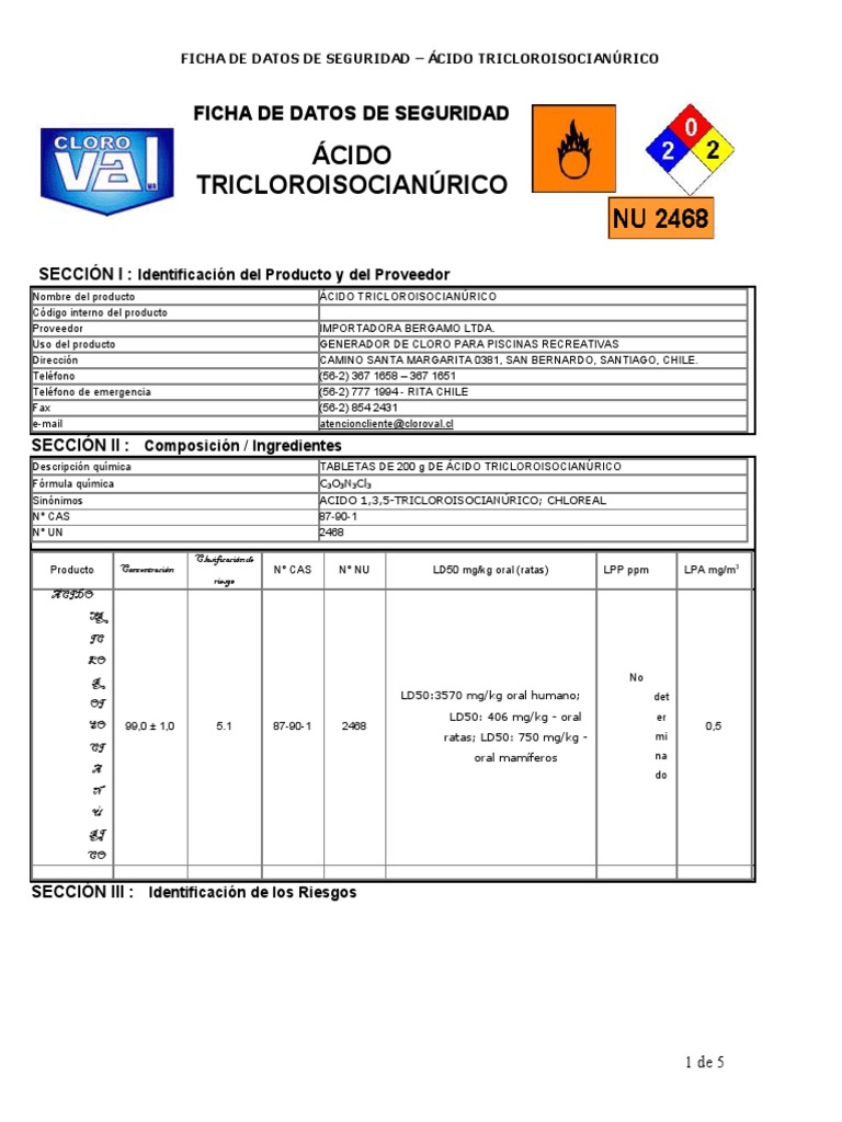 Tricloro PDF | Descargar gratis PDF | Quemar | Agua