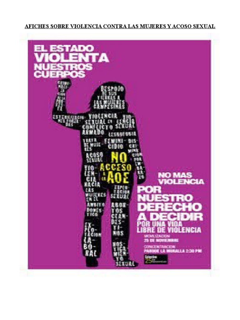 Afiche Sobre Violencia Hacia La Mujer y Acosa Sexual | PDF