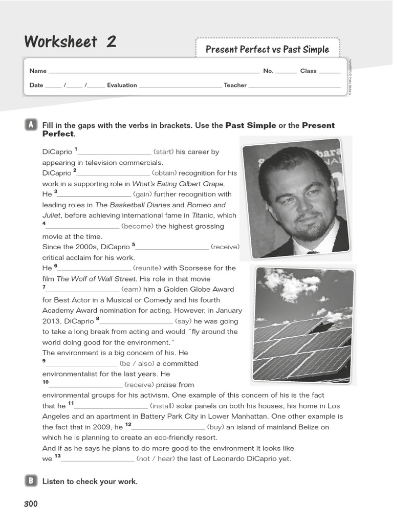 Worksheet Past Simple Present Perfect | PDF | Entertainment Award