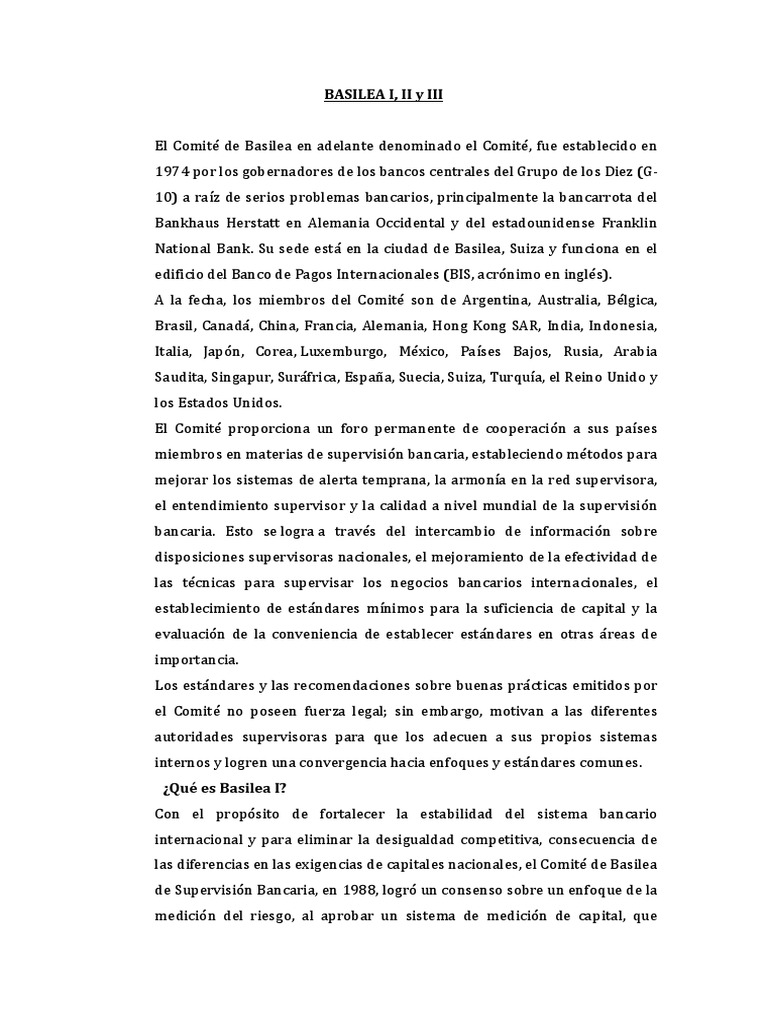 Info Basilea I II y III | PDF | Basilea Ii | Basilea Iii