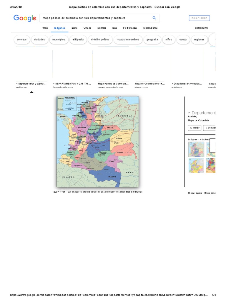 Mapa Politico de Colombia Con Sus Departamentos y Capitales - Buscar ...
