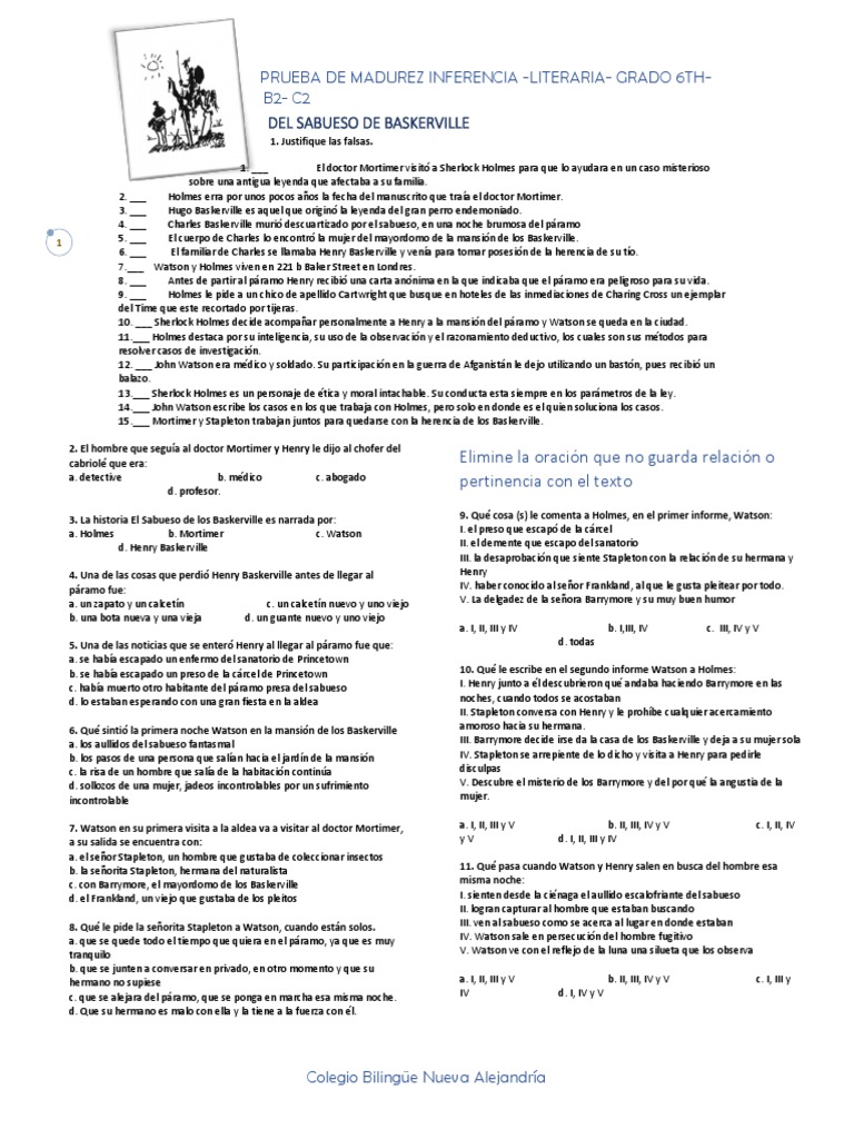 Prueba de Madurez 6th | PDF | Sherlock Holmes