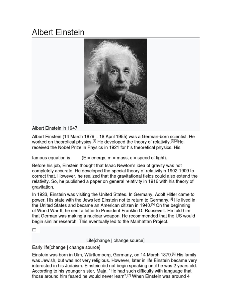 Albert Einstein | PDF | Albert Einstein | General Relativity