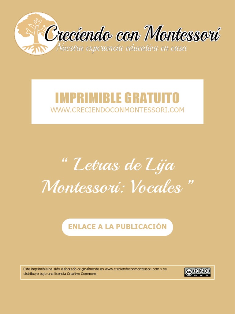 Letras de Lija Montessori: Vocales Imprimibles | PDF | Ciencias ...