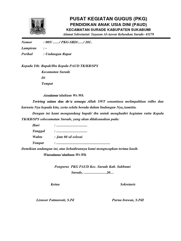 Surat Undangan PKG | PDF