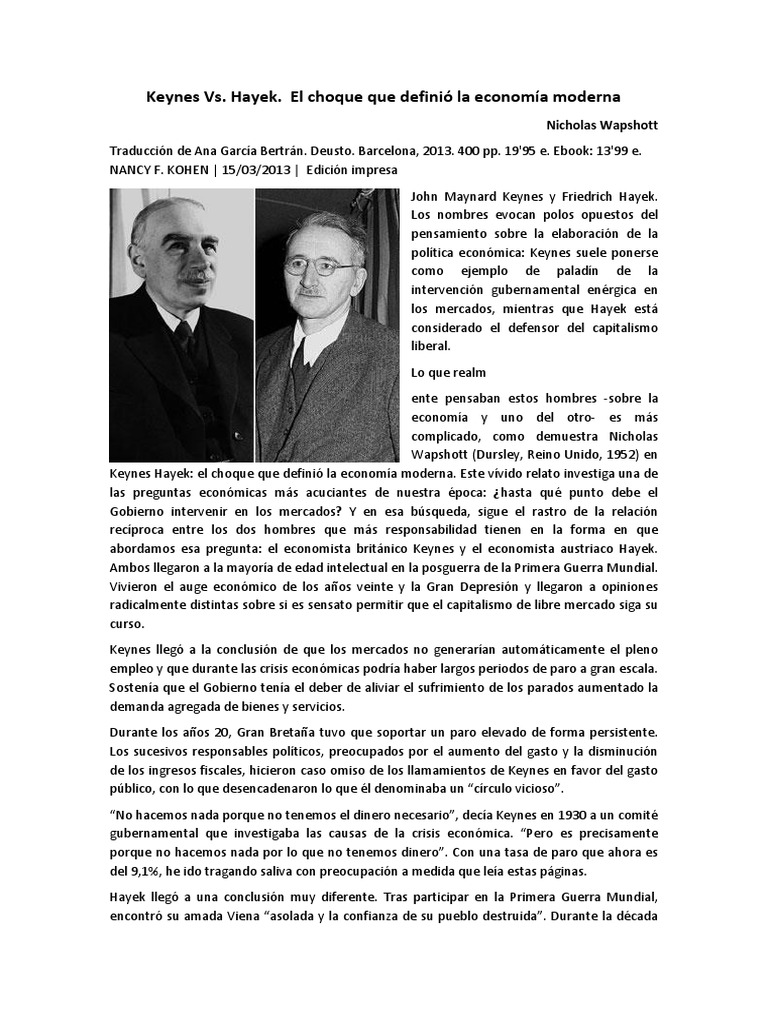 Keynes vs Hayek | Friedrich Hayek | John Maynard Keynes