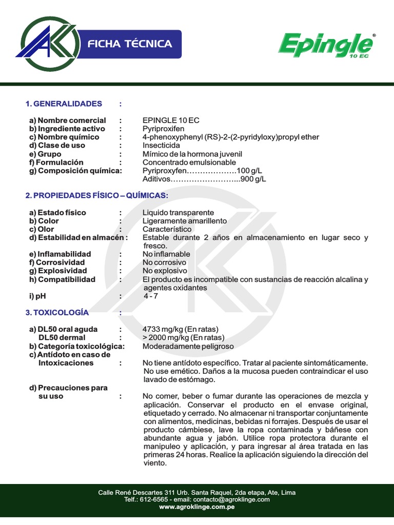 F.T - Epingle-10 EC - AgroKlinge | PDF | Salud y bienestar | Medicina